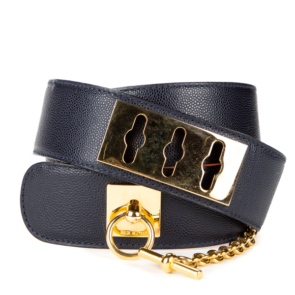 Céline | Accessories | Celine Chainette Belt 85 In Navy Blue Calfskin ...